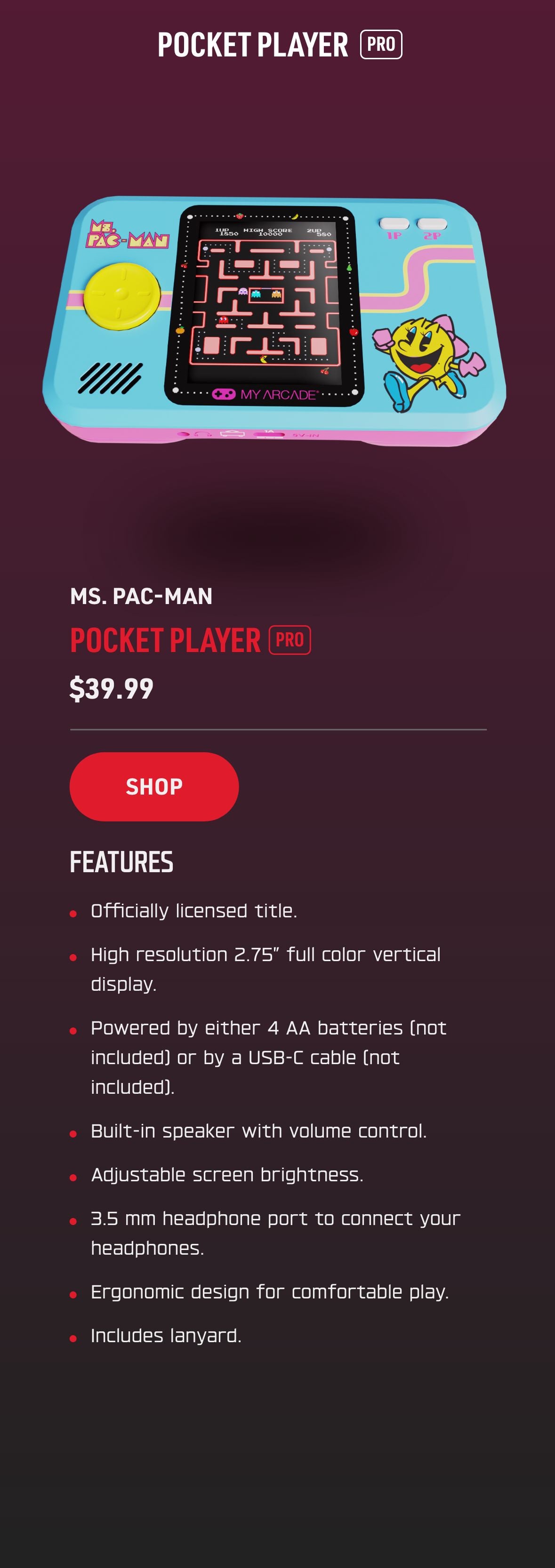 Play Ms. Pac-Man Anywhere – My Arcade®