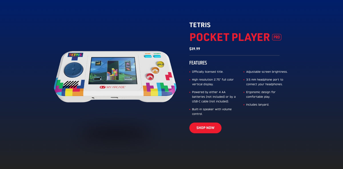 Play Tetris 16bit Anywhere – My Arcade®
