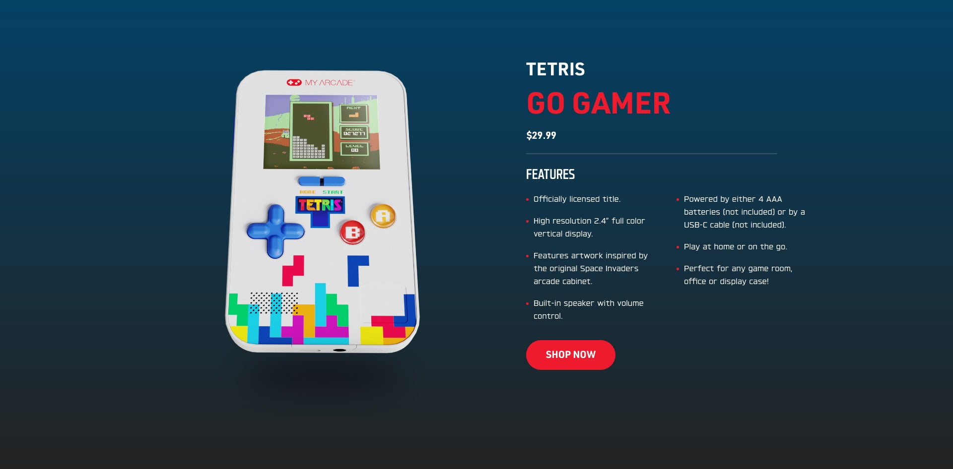 Play Tetris 8bit Anywhere My Arcade®