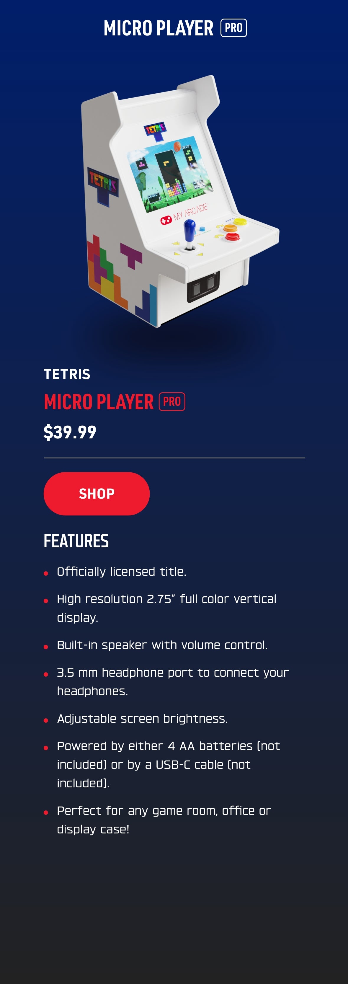 Play Tetris 16bit Anywhere – My Arcade®